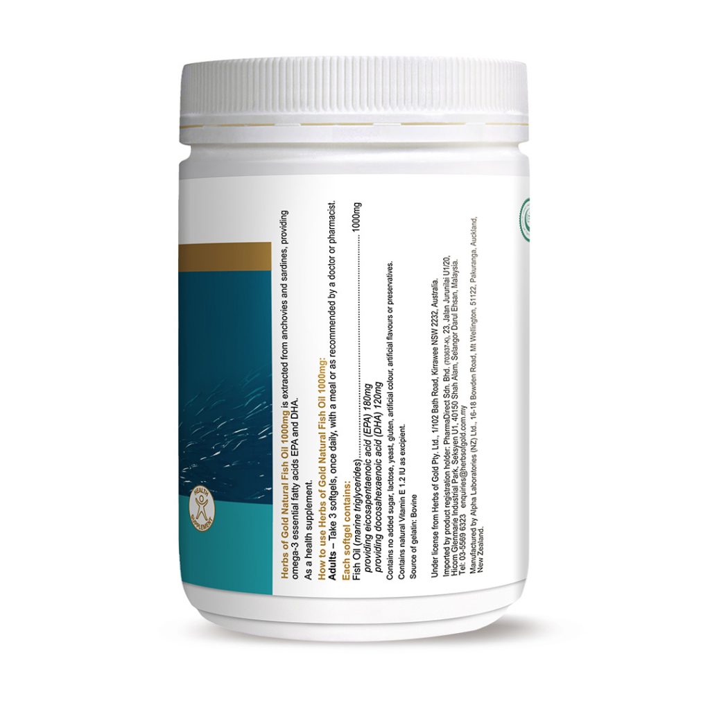 Natural Fish Oil 1000mg Supplement - Herbs of Gold Malaysia